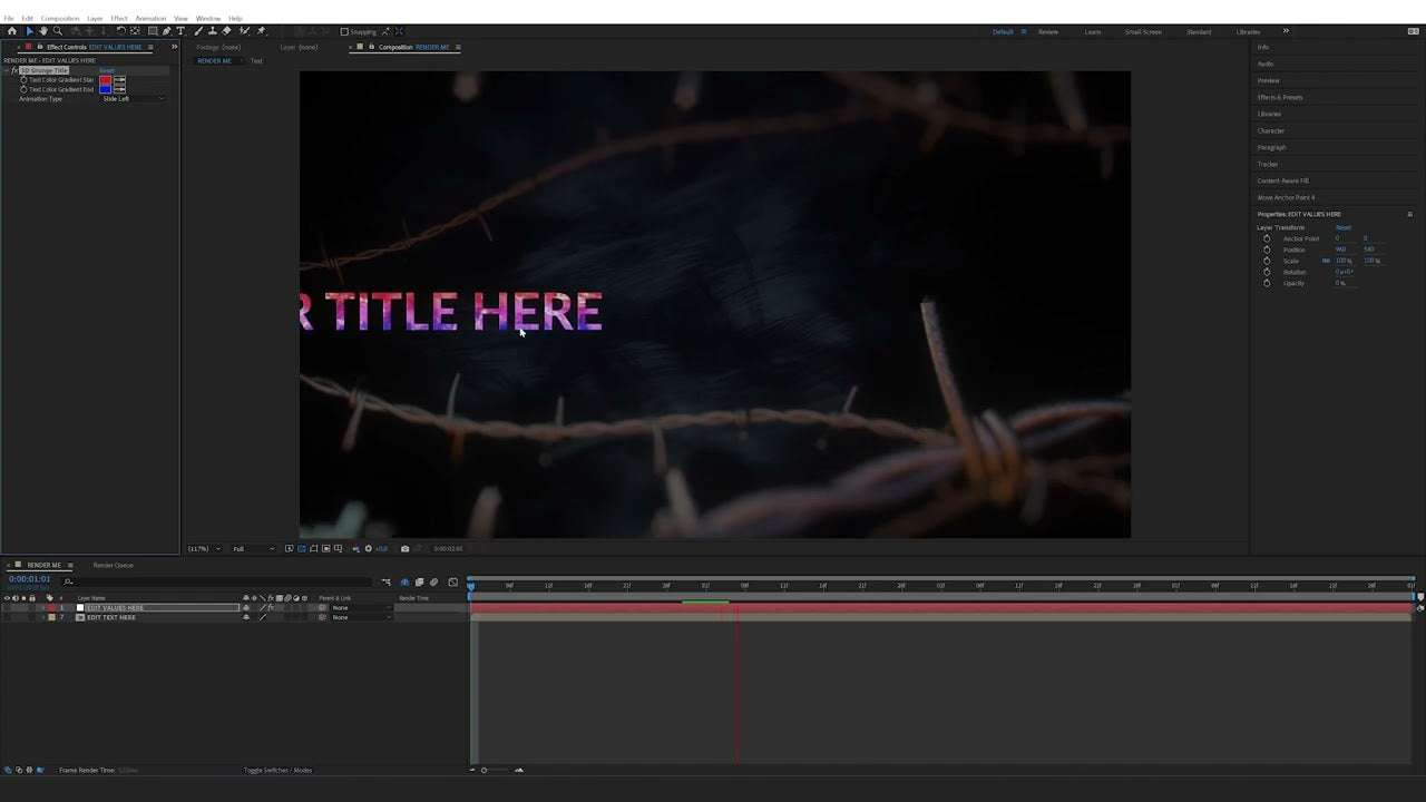 How To Edit The 3D Grunge Title with Barbed Wire Template in After Eff ...