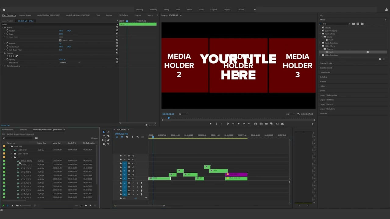 How to edit the Big Multi Screen Opener Intro in Premiere Pro – Filmbro