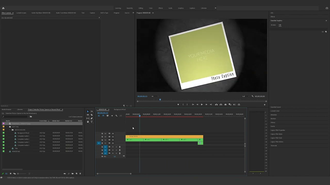 How to edit the Detective Picture Opener on Burned Wood in Premiere Pr ...