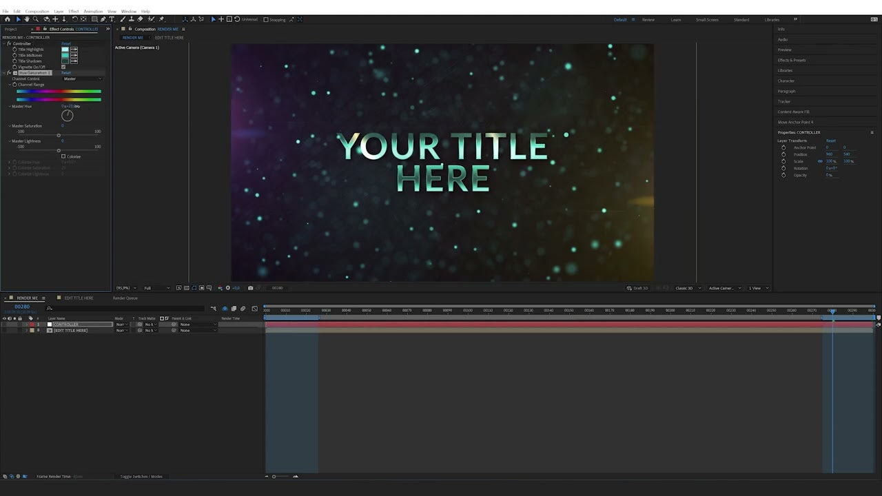How to edit the Glamour and Glitter Title in After Effects – Filmbro