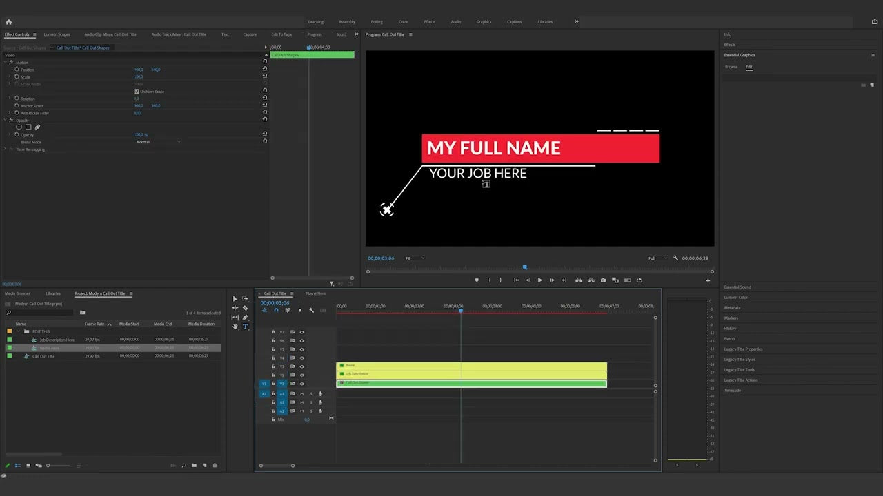 How to edit the Modern Call Out Title in Premiere Pro – Filmbro