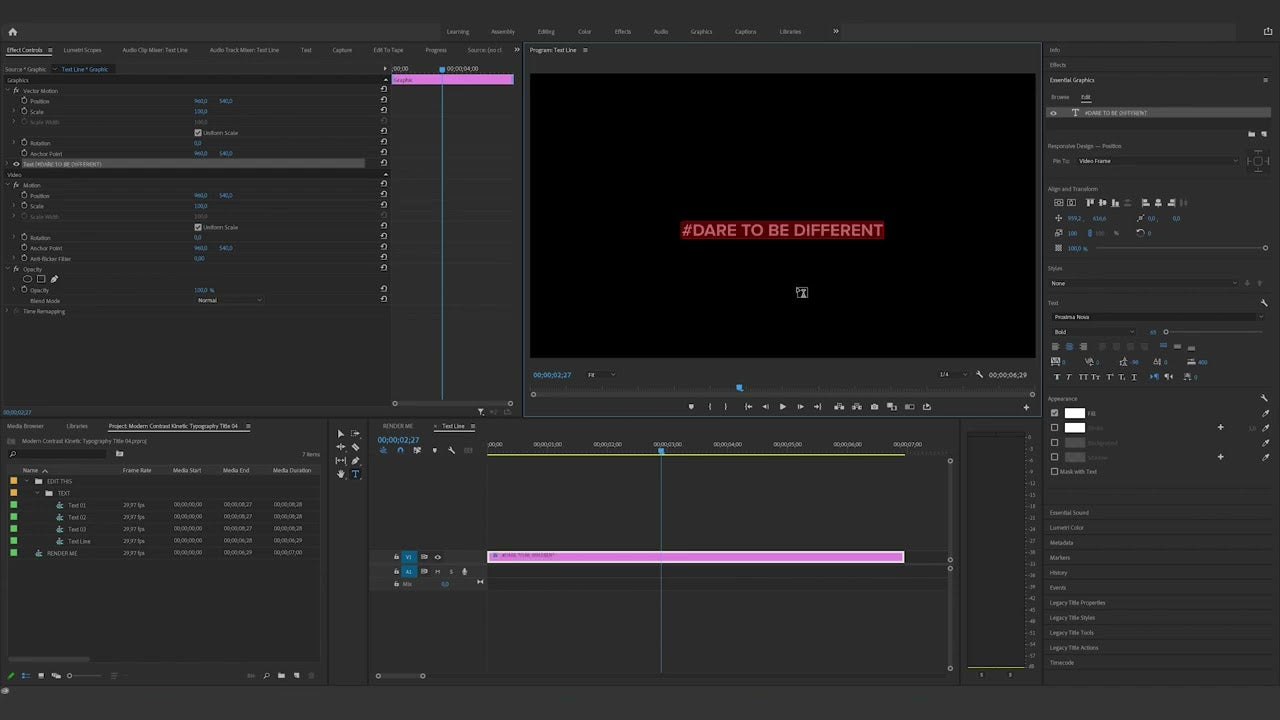 How to edit the Modern Contrast Kinetic Typography Title 04 in Premier ...