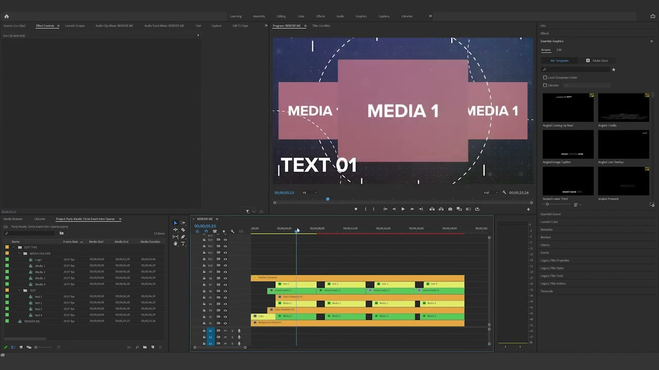 How to edit the Party Kinetic Circle Event Intro Opener in Premiere Pr ...