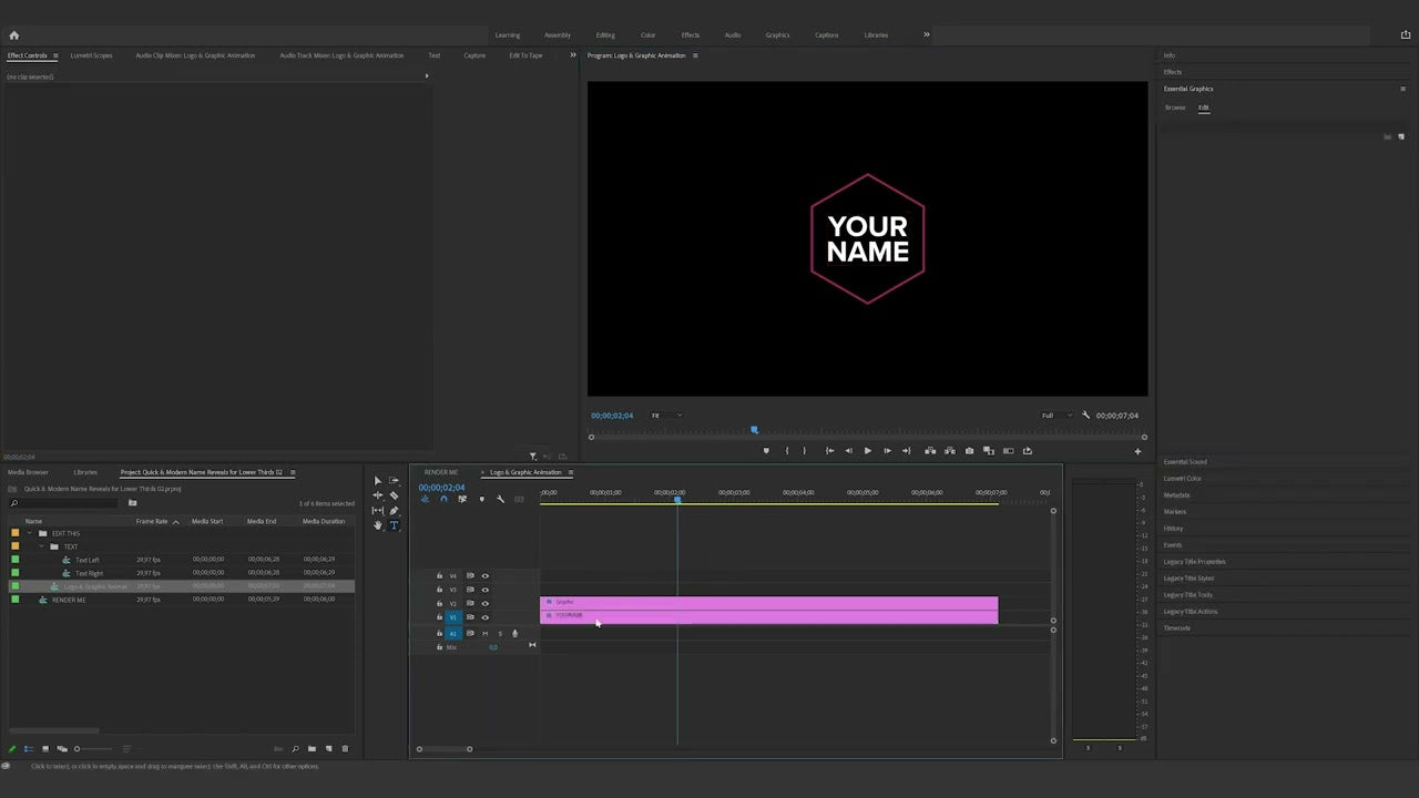 How to edit the Quick & Modern Name Reveals for Lower Thirds 02 in Pre ...