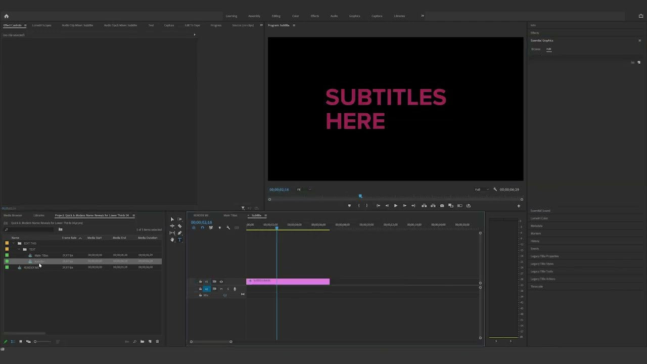 How to edit the Quick & Modern Name Reveals for Lower Thirds 04 in Pre ...