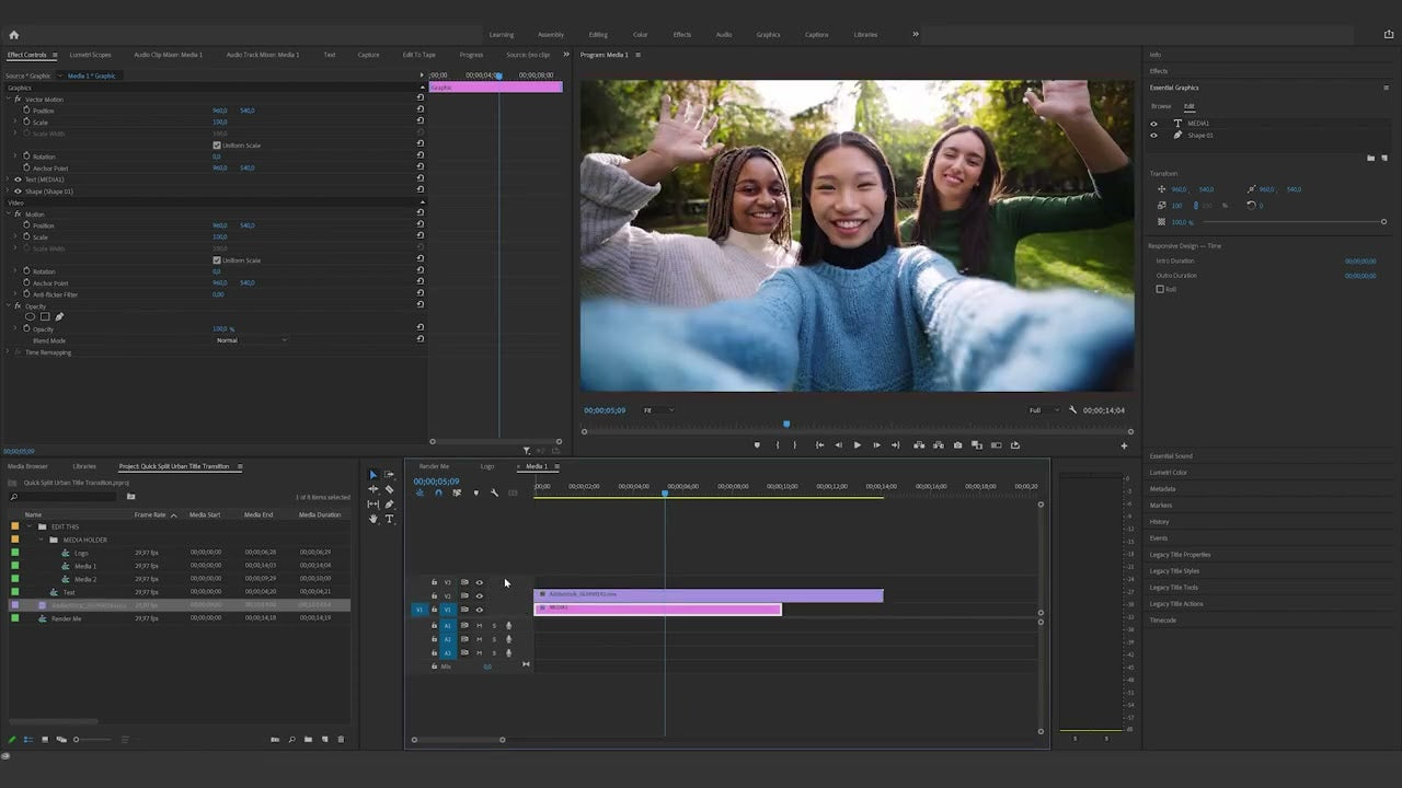How to edit the Quick Split Urban Title Transition in Premiere Pro ...