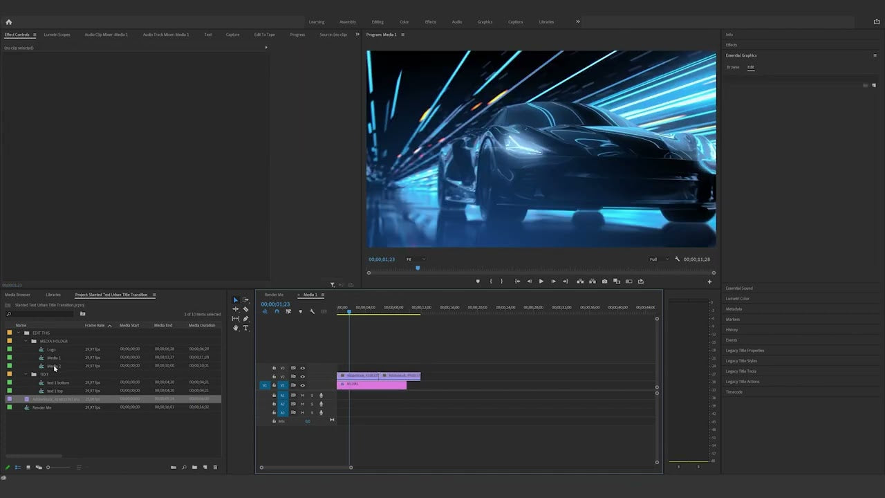 How to edit the Slanted Text Urban Title Transition in Premiere Pro ...